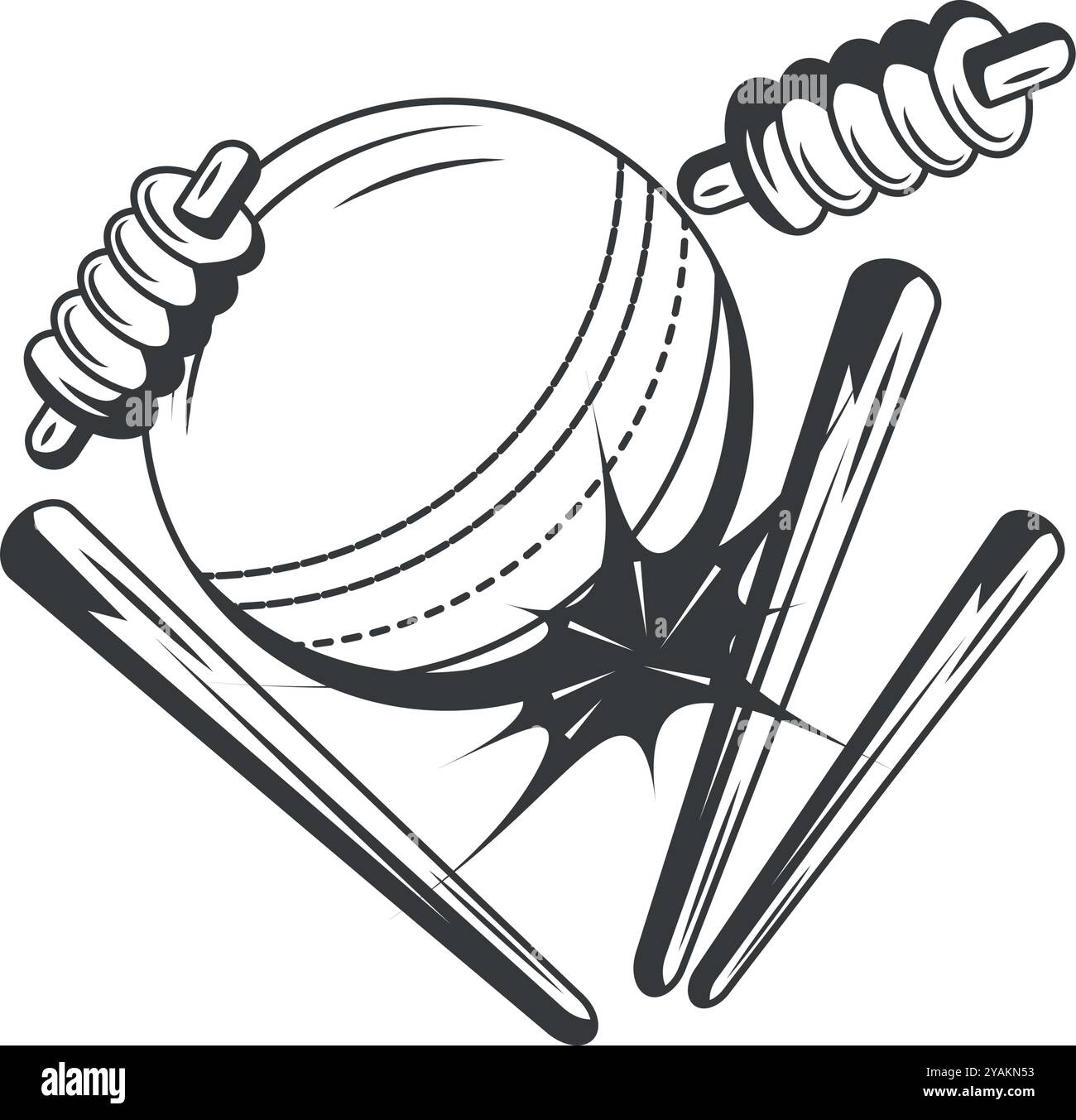 Cricket stumps illustration Black and White Stock Photos & Images - Alamy