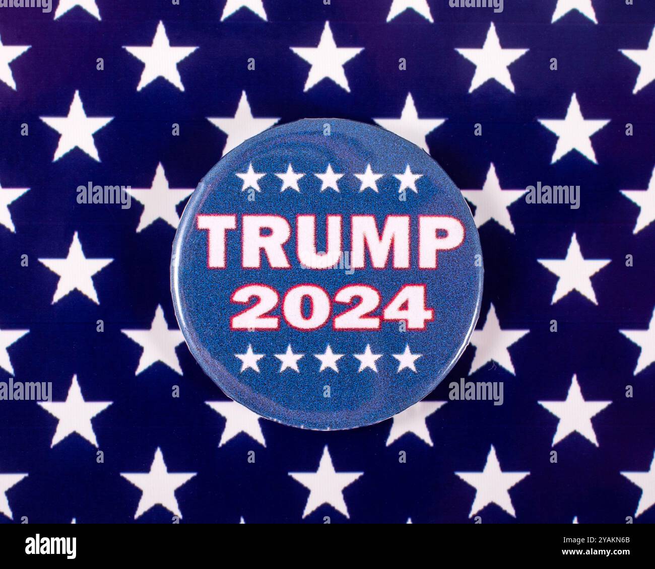 London, UK - September 30th 2024: A Trump 2024 pin badge, pictured on ...