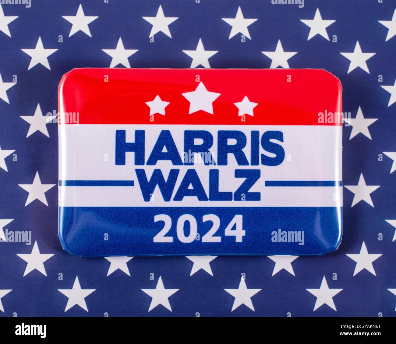 London, UK - September 30th 2024: A Harris - Walz pin badge, pictured ...