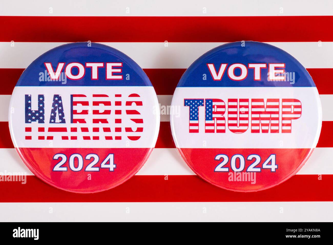 London, UK - September 30th 2024: Vote Harris and Vote Trump 2024 pin ...