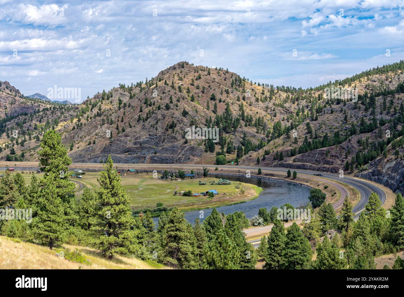 Interstate 15 curves along the Missouri River near the town of Craig ...