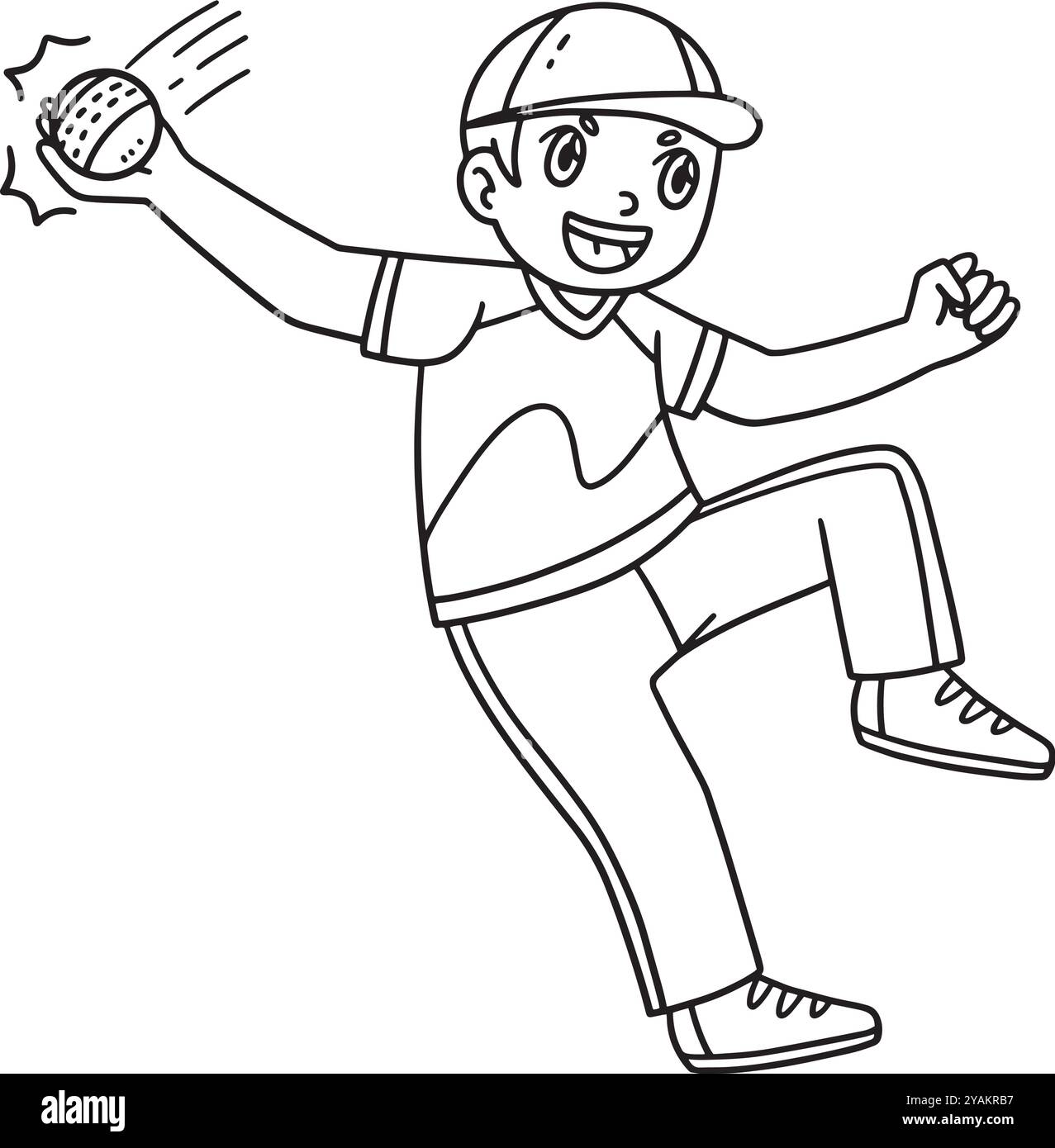 Cricket Fielder Catching Ball Isolated Coloring Stock Vector Image ...