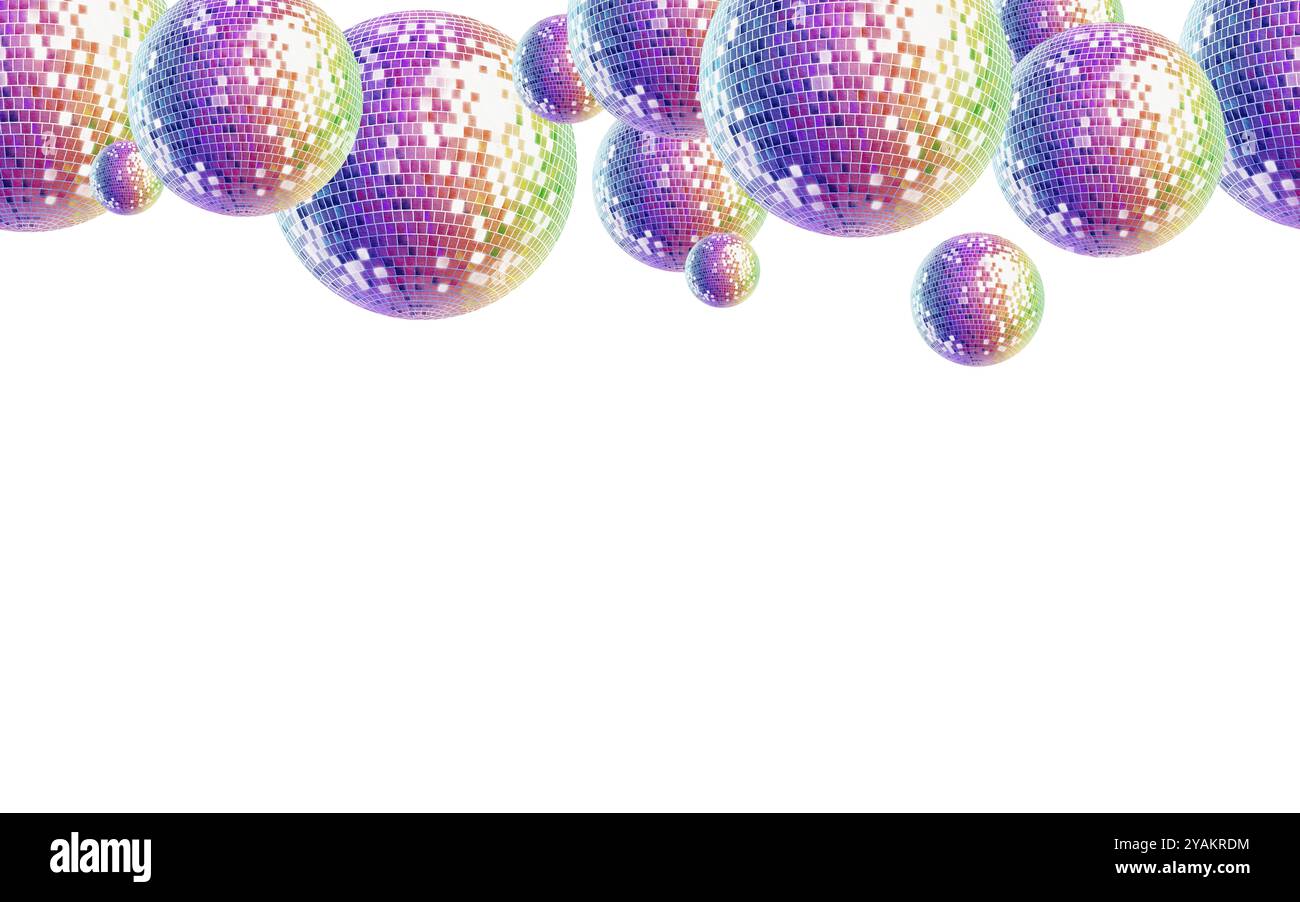 Seamless border from retro disco ball in the style of 80s and 90s as a ...