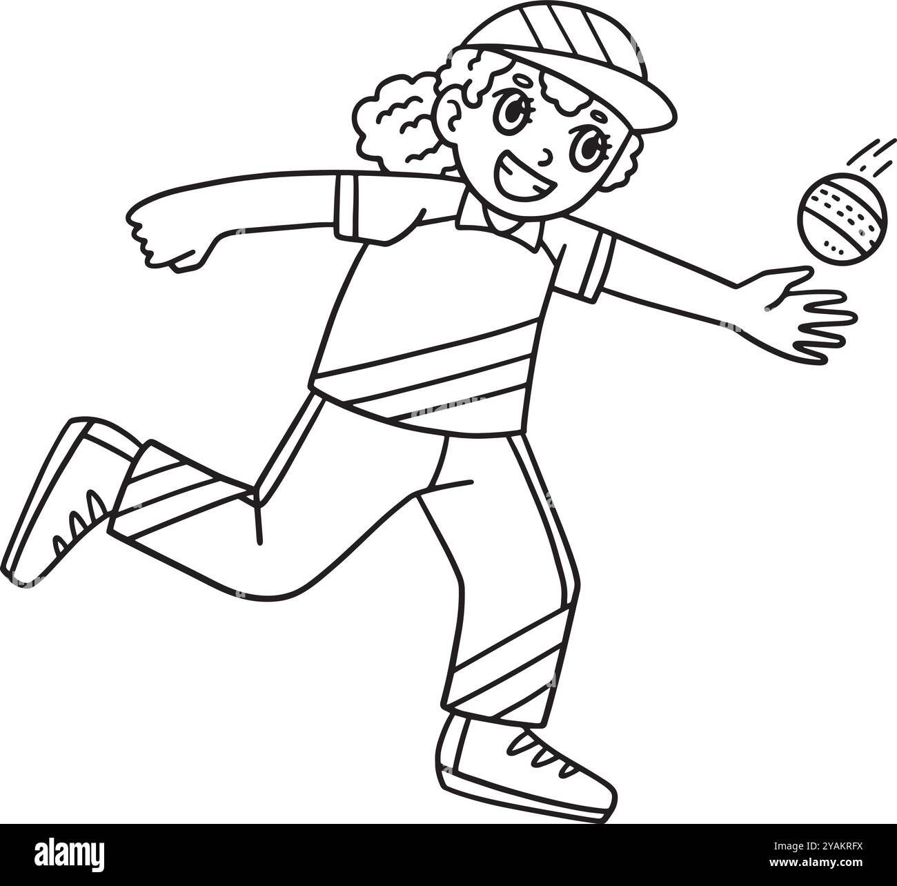 Cricket Female Fielder Catching the Ball Isolated Stock Vector Image ...