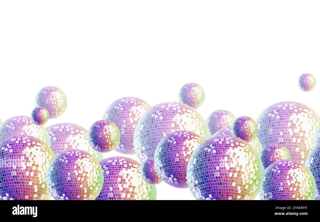 Seamless border from retro disco ball in the style of 80s and 90s as a ...