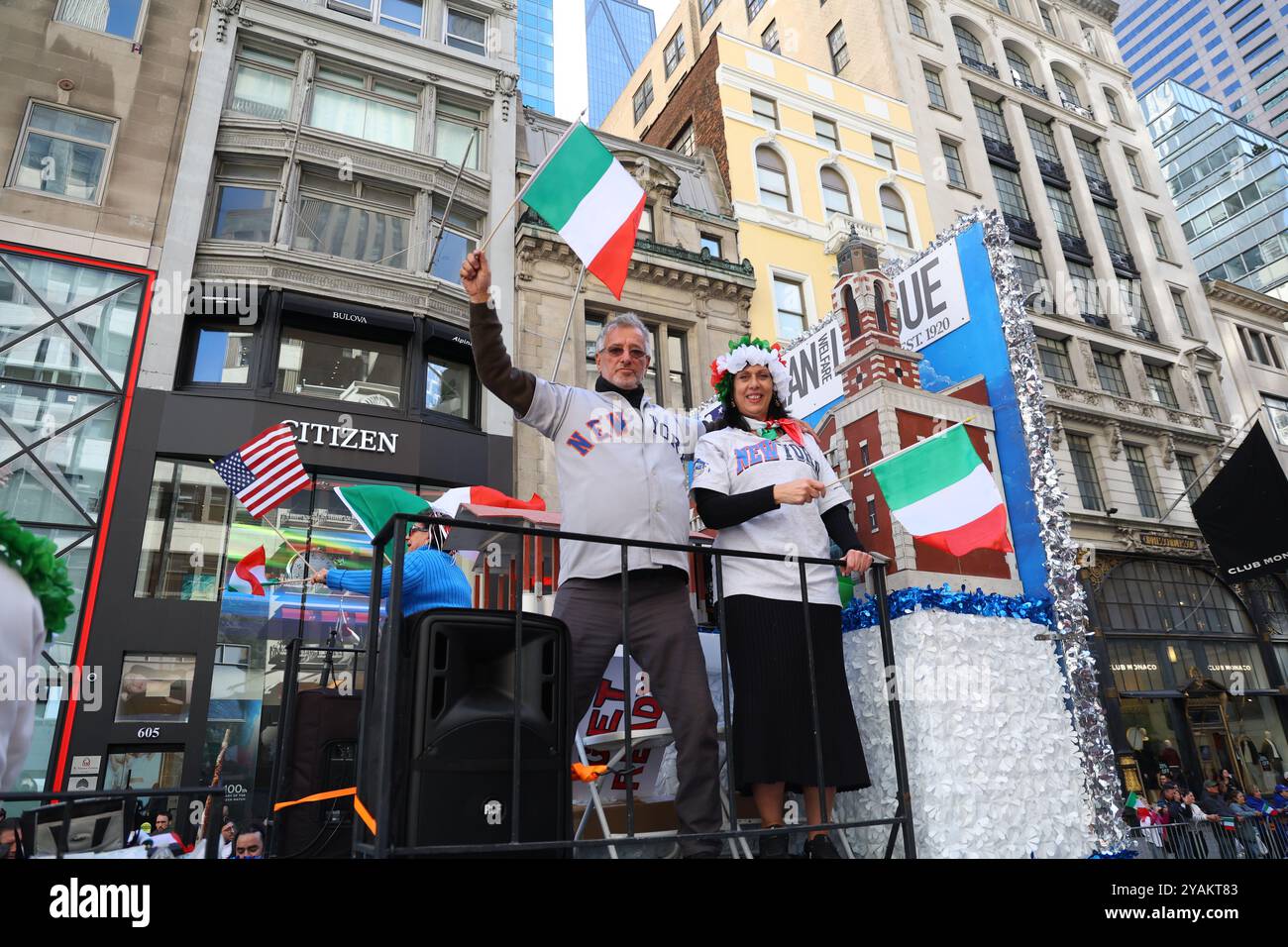 {persons} march up 5th Avenue in the Columbus Day Parade in New York ...