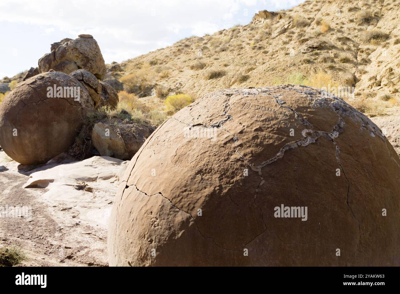 Rock spheres view, Mangystau region, Kazakhstan. Rocks fomations Stock ...