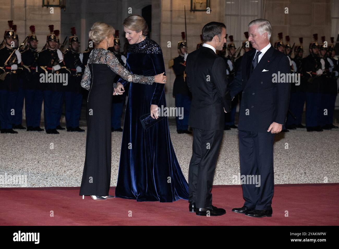 Paris, France. 08th Oct, 2024. France's President Emmanuel Macron and ...