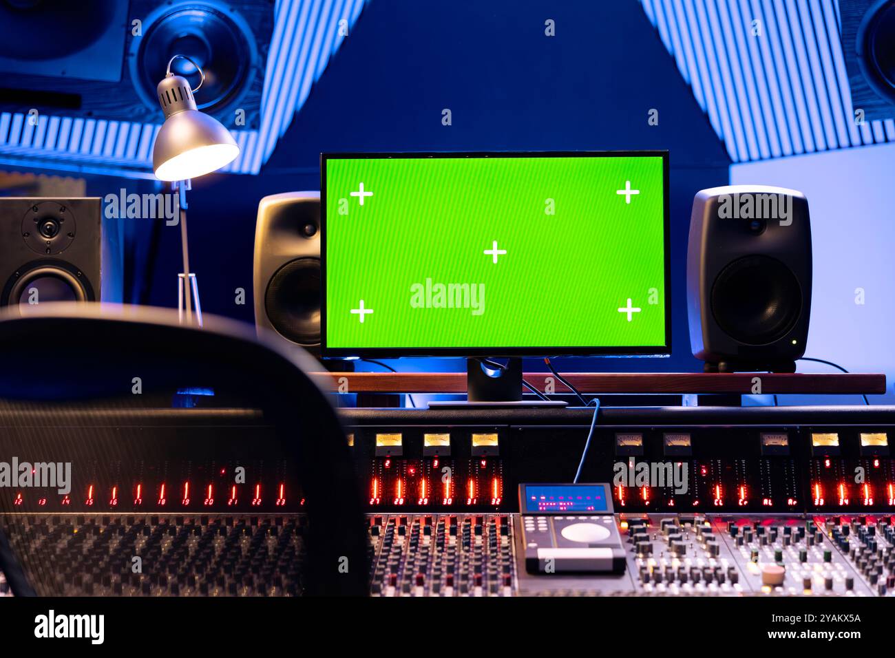 Professional studio filled with technical equipment and mockup display ...