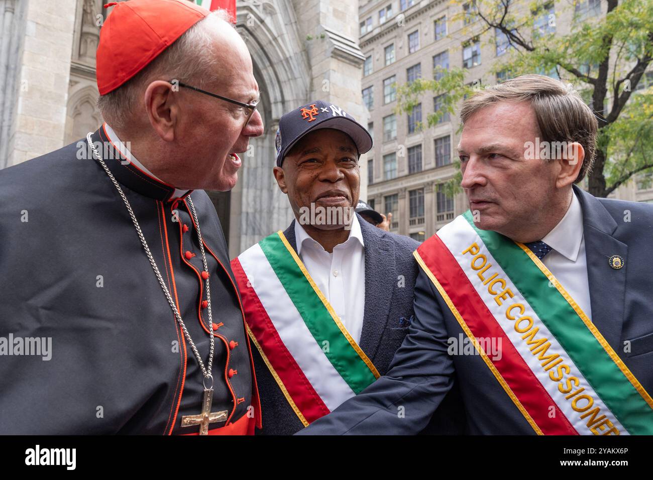 New York, USA. 14th Oct, 2024. Cardinal Timothy Dolan, Mayor Eric Adams ...
