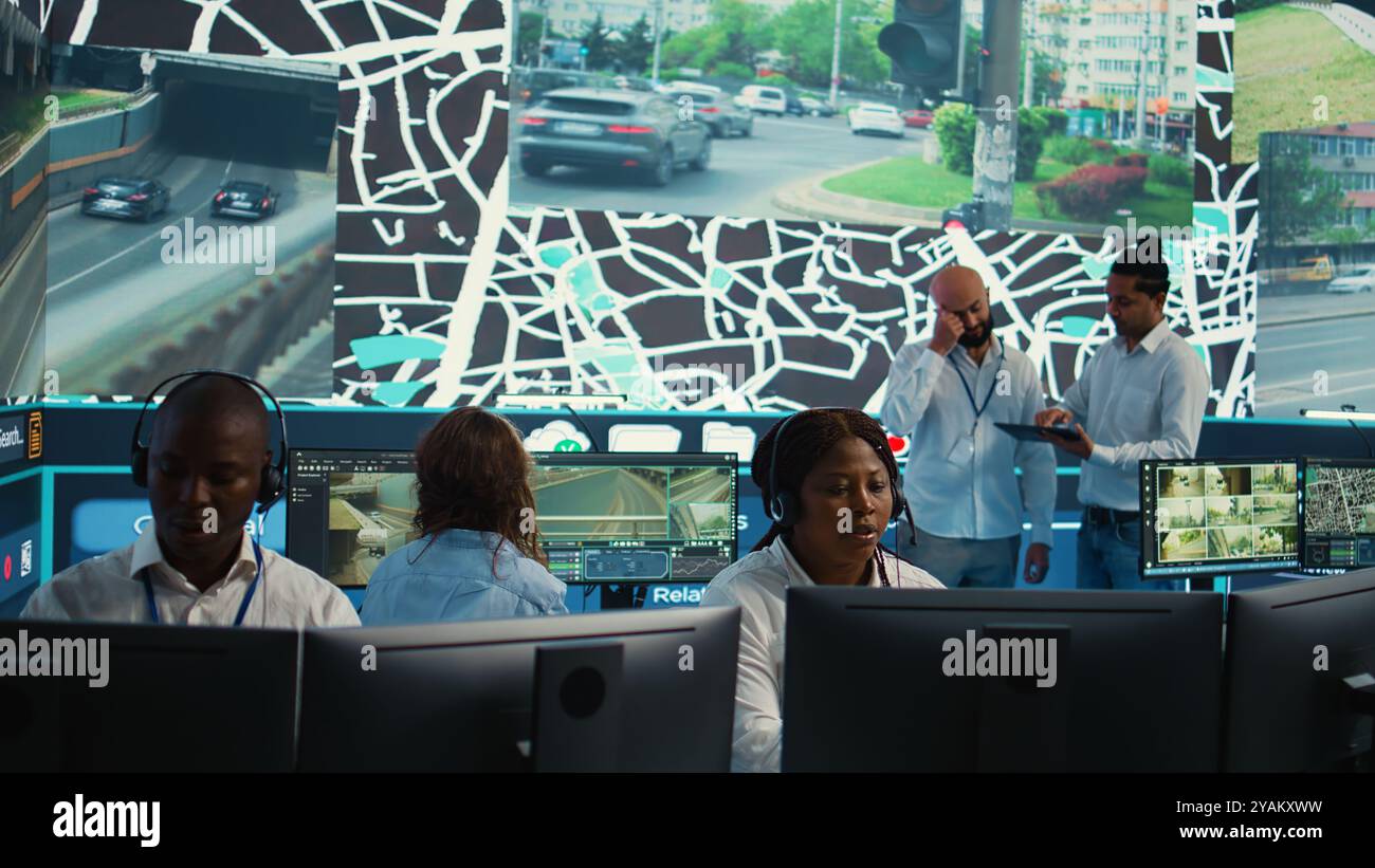 Diverse team of operators providing order tracking updates to clients ...