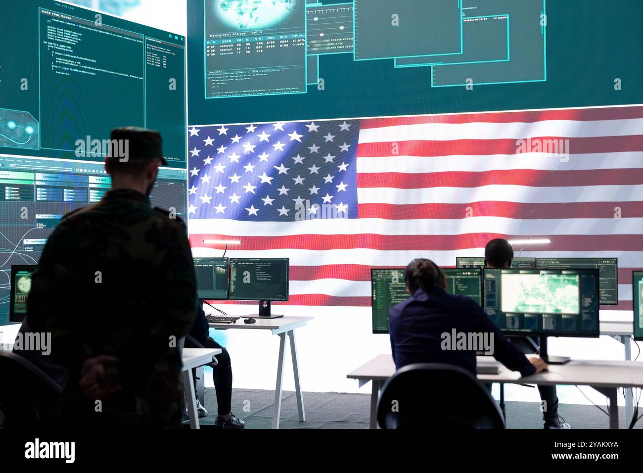 American army soldier working on servers and state secrets protection ...