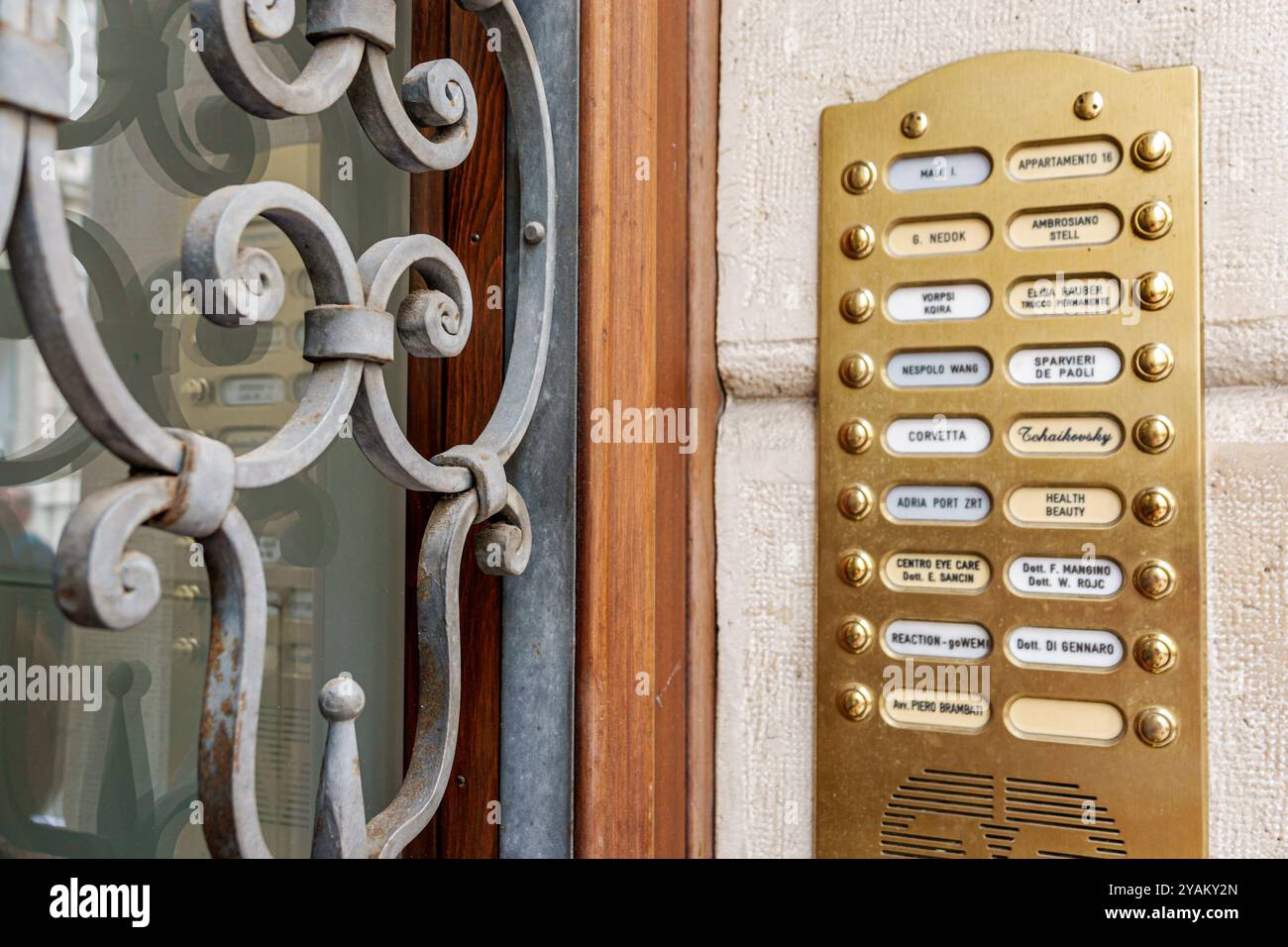 Trieste Italy,outside exterior,residential apartment building,buzzer ...