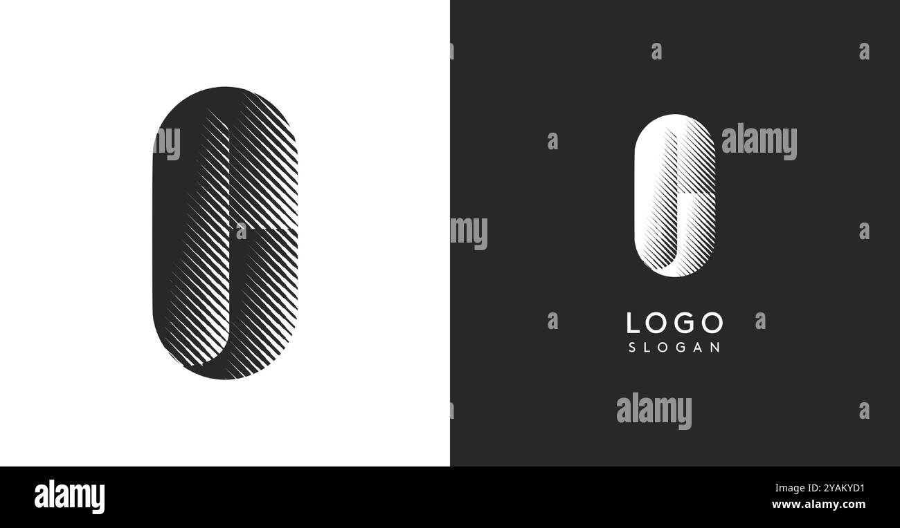 C vector letter. Sharp contrast monogram strike diagonal hatching for ...