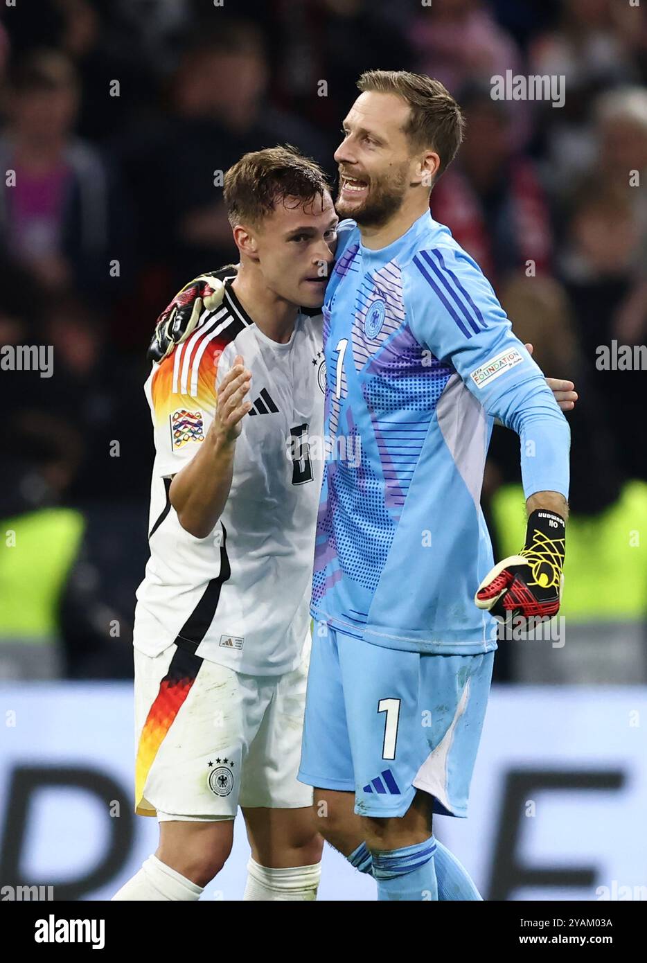 MUNICH, GERMANY - OCTOBER 14: Joshua Kimmich of Germany and celebrate ...