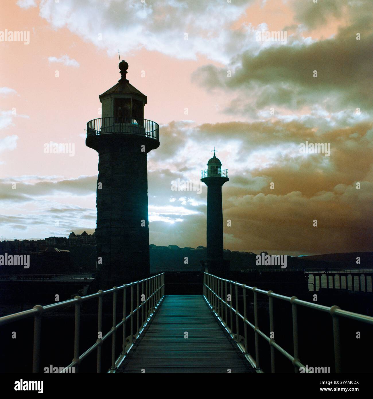 Whitby Harbour Lighthouses, Whitby, Yorkshire, UK Stock Photo - Alamy