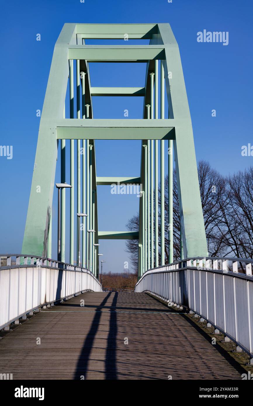Cycle and pedestrian bridge over the harbor entrance to Niehler Hafen ...