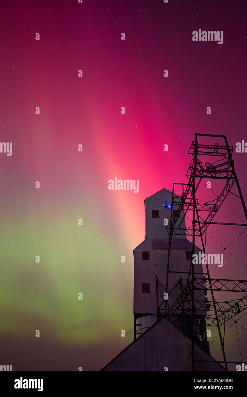 Spectacular Northern Lights over Quincy Mine in Hancock, Michigan. The ...