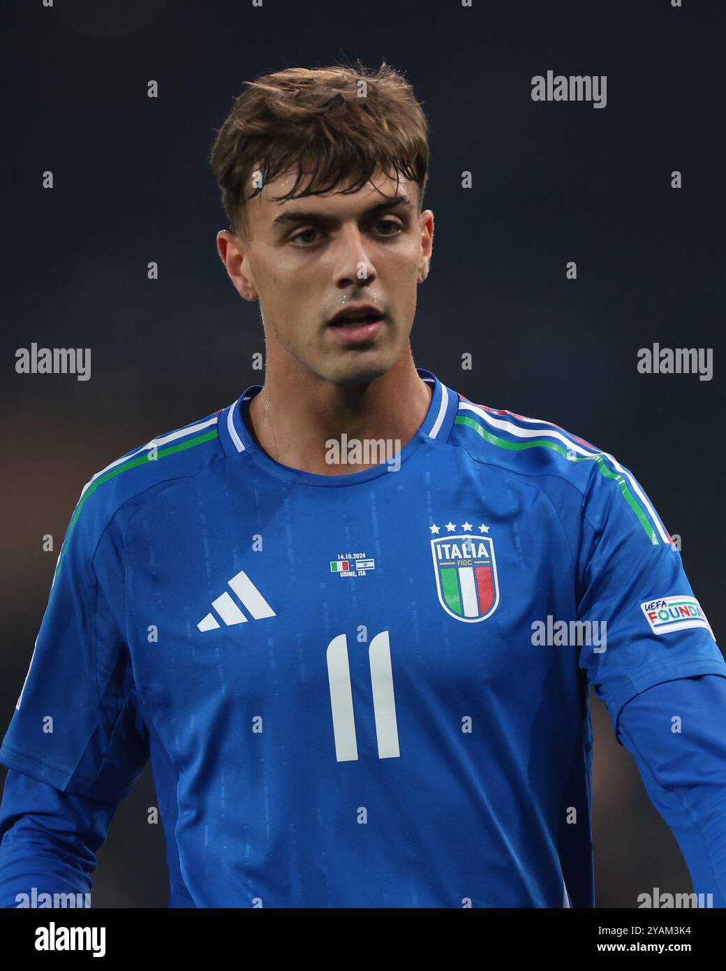 Udine, Italy, 14th October 2024. Daniele Maldini of Italy on his full ...