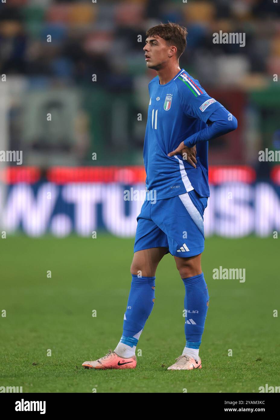 Udine, Italy, 14th October 2024. Daniele Maldini of Italy on his full ...