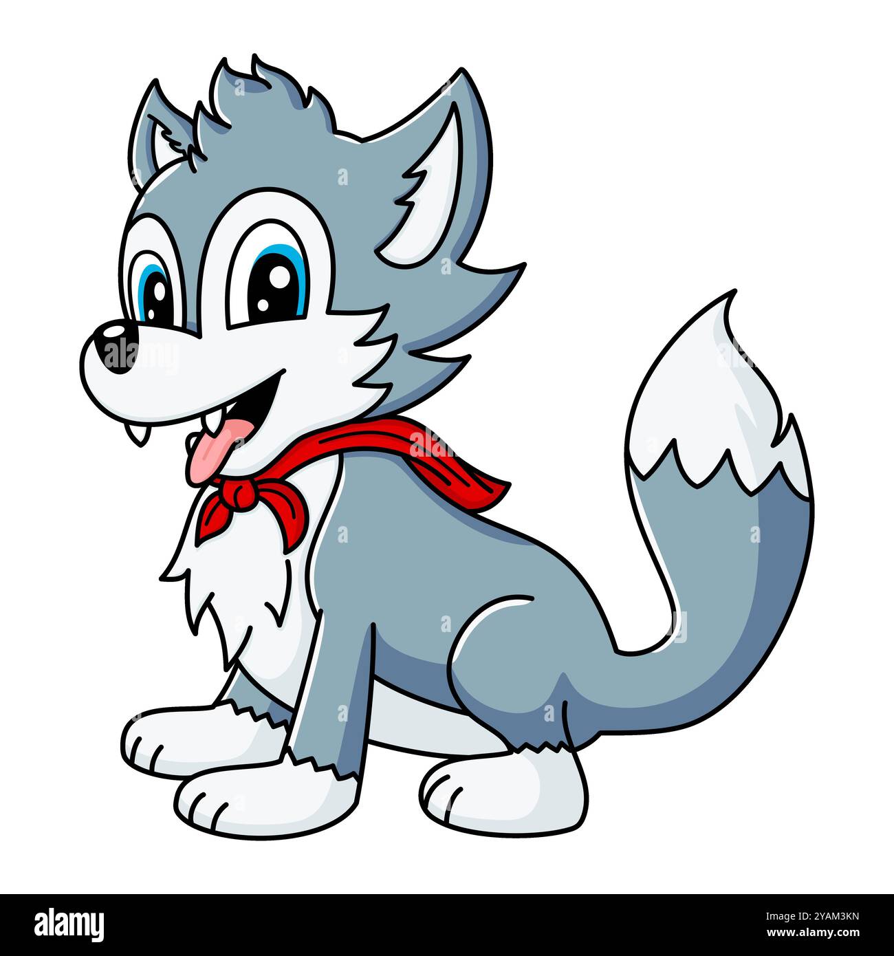 Cute Little Wolf with Bandana Drawing Stock Photo - Alamy