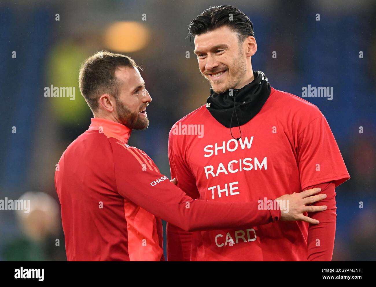 CARDIFF, UK. 14th Oct, 2024. Wales' Rhys Norrington-Davies and Wales ...