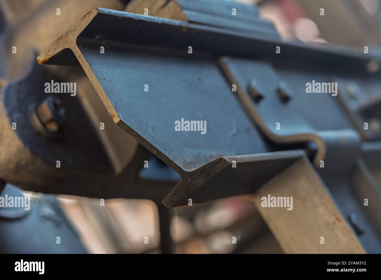 Close up of a welded i beam forming a strong steel structure ...