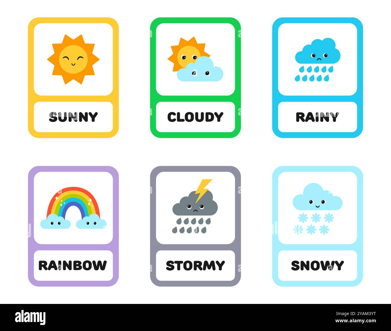 Weather learning cards. Different emotions. Children's educational ... Weather learning cards. Different emotions. Children's educational ...