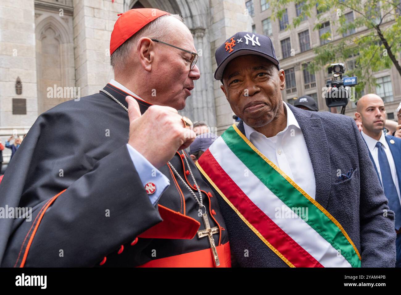 New York, USA. 14th Oct, 2024. Cardinal Timothy Dolan and Mayor Eric ...