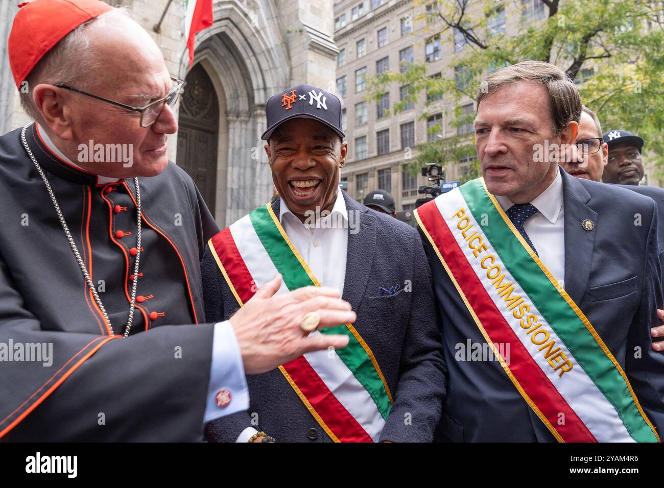 New York, USA. 14th Oct, 2024. Cardinal Timothy Dolan, Mayor Eric Adams ...