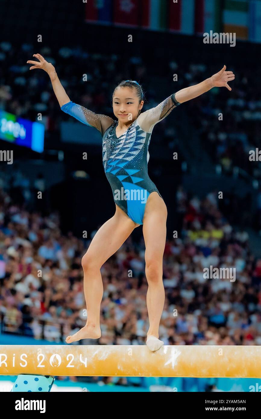 Mana Okamura of Japan during the Women's Gymnastics Team all-around at ...