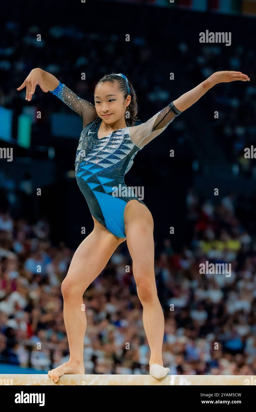 Mana Okamura of Japan during the Women's Gymnastics Team all-around at ...