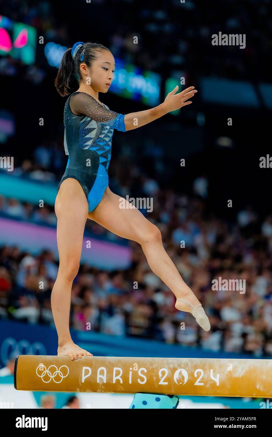 Mana Okamura of Japan during the Women's Gymnastics Team all-around at ...