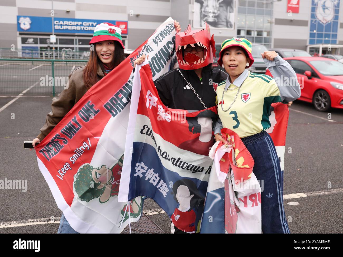 CARDIFF, UK. 14th Oct, 2024. fans of Wales outside the stadium prior to ...