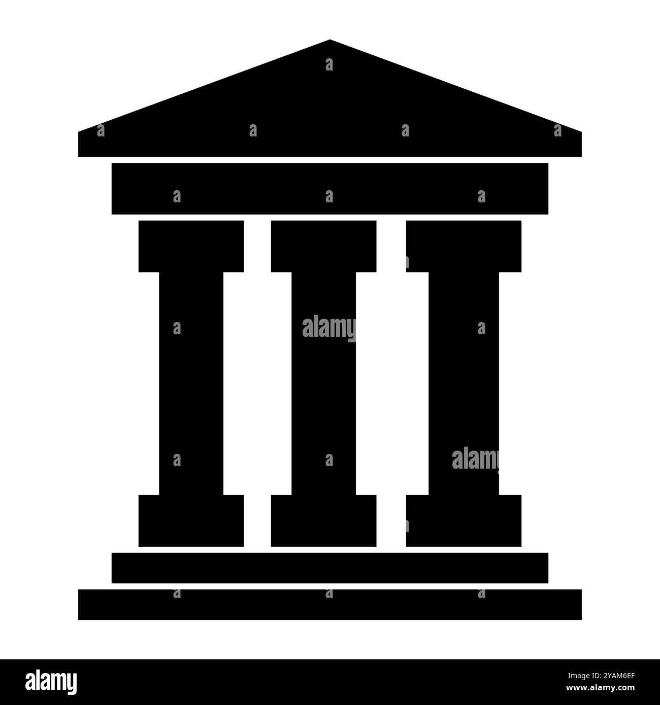 Black silhouette of ancient Greek temple pillar with three columns ...