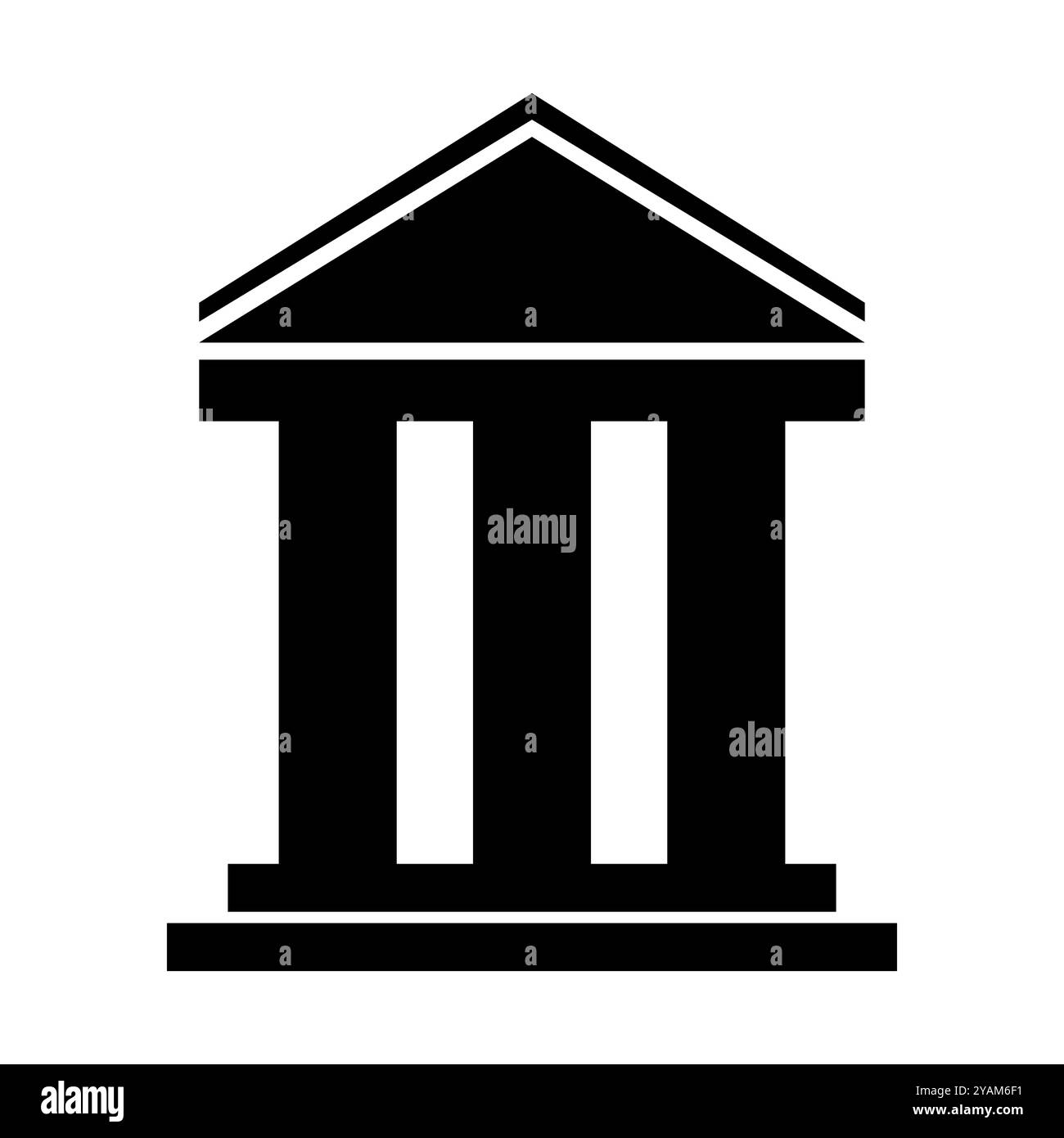 Simple black building icon with columns. Classic architectural ...