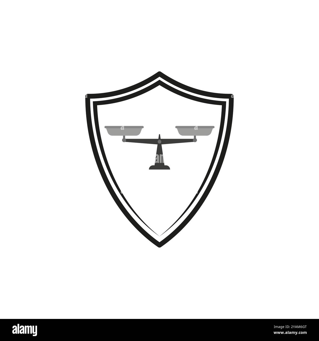 Justice shield icon. Legal balance emblem. Scale of justice. Protection ...