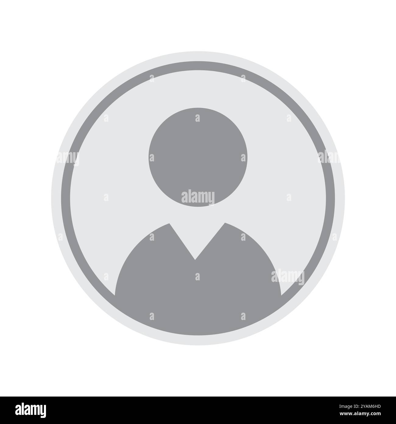 Round gray user icon with circular frame. Simple head and shoulders ...
