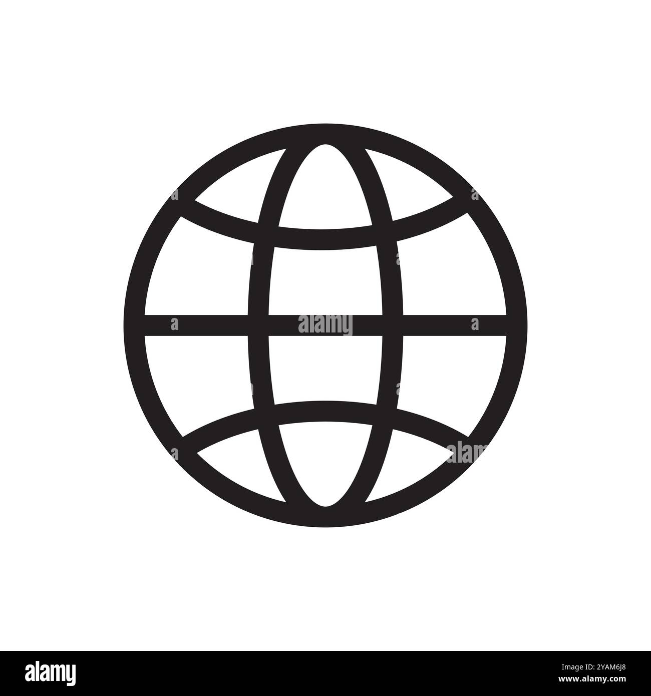 Globe icon. Simple black outline. Global network symbol. Vector ...