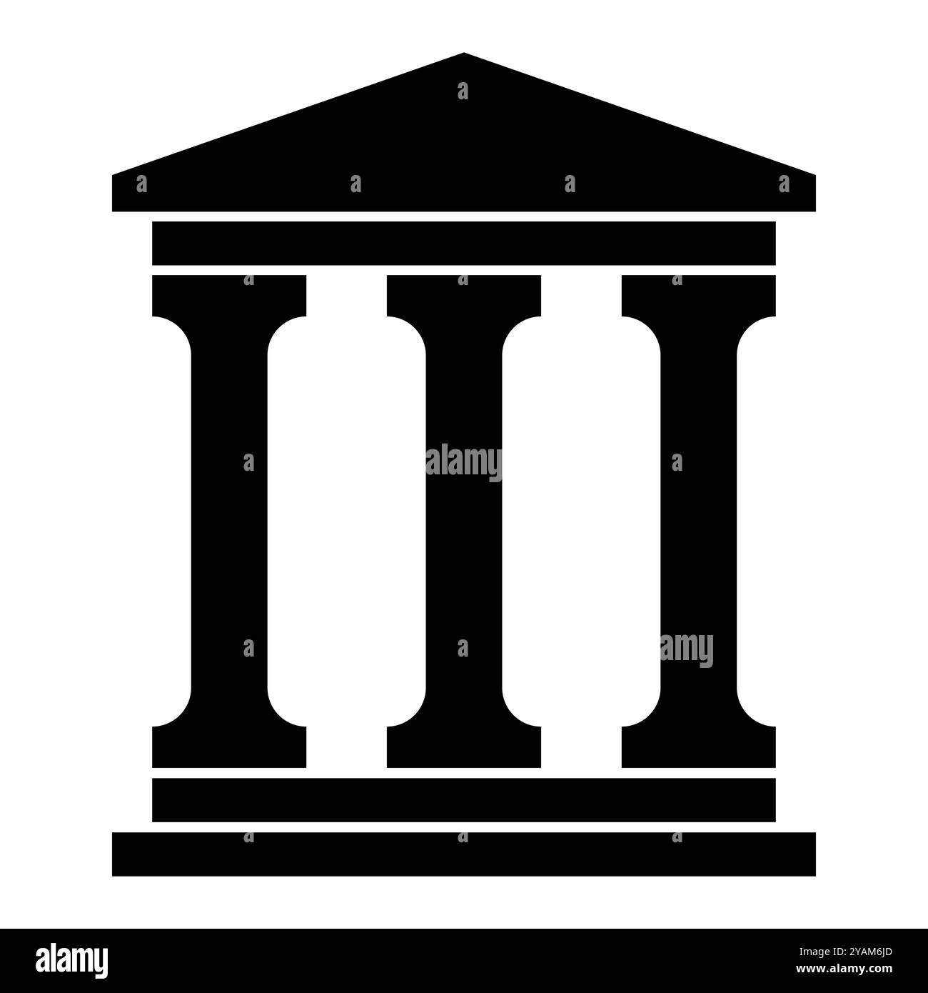 Black silhouette of a classical Greek pillar with three columns ...