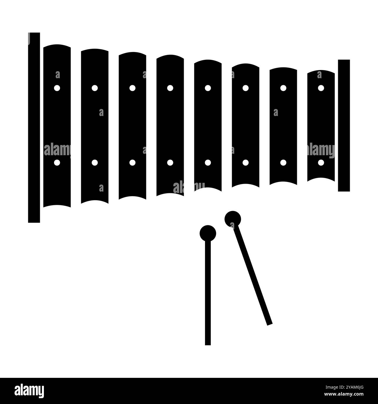 Black xylophone with mallets. Simple, flat, musical instrument design ...