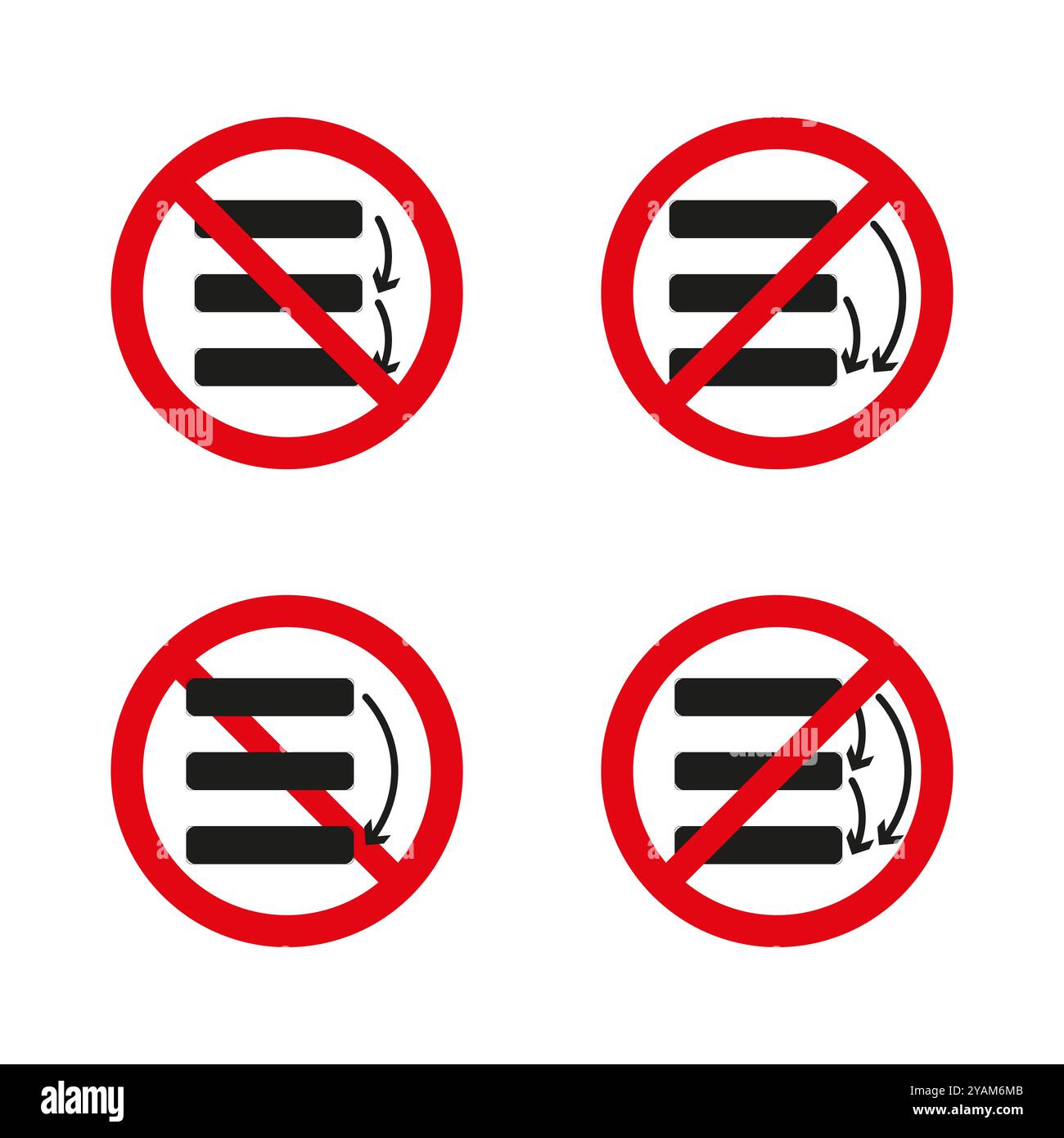 Prohibited actions icon. No editing symbol. Red circle with line ...