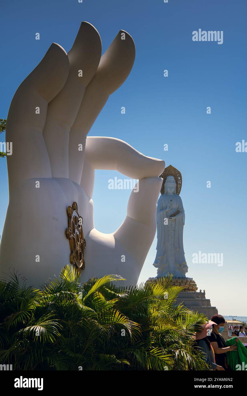 JANUARY 2, 2022, SANYA, HAINAN, CHINA: The sculpture of the hand in ...