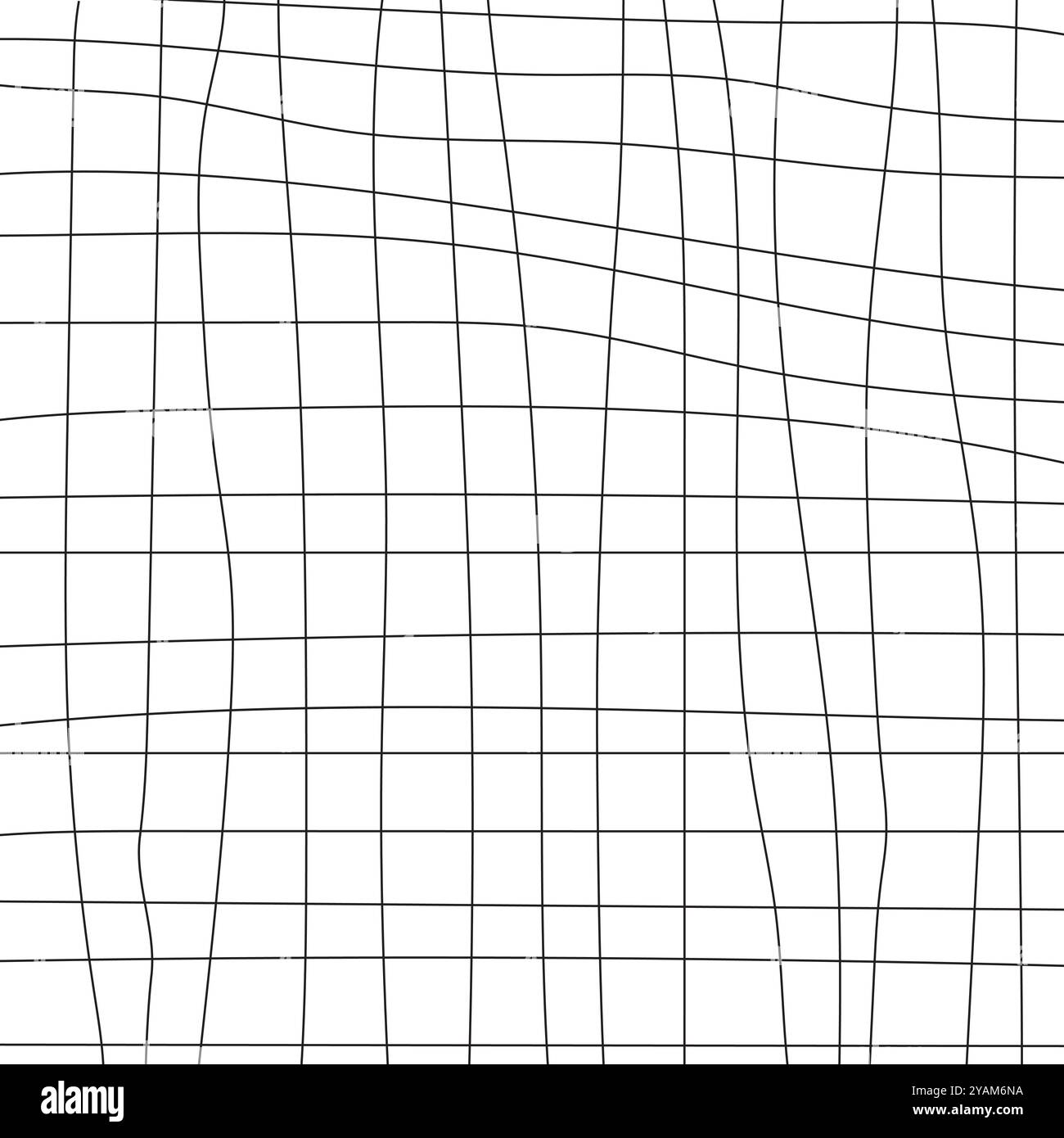 Wavy Abstract Grid Pattern In Black Thin Lines Create Distorted Square 5363