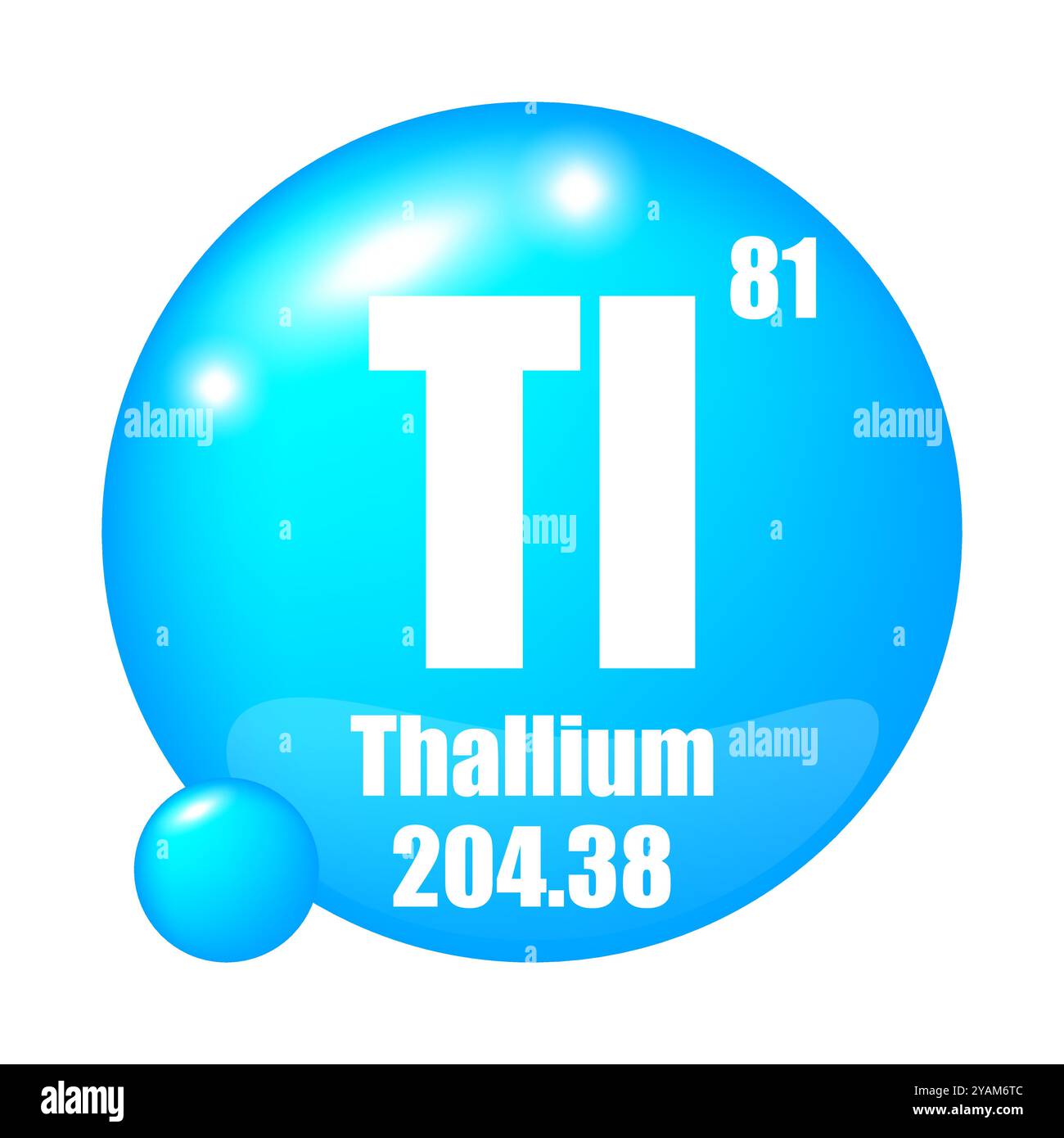 Thallium icon. Tl chemical element. Atomic number 81. Mass 204.38. Blue ...