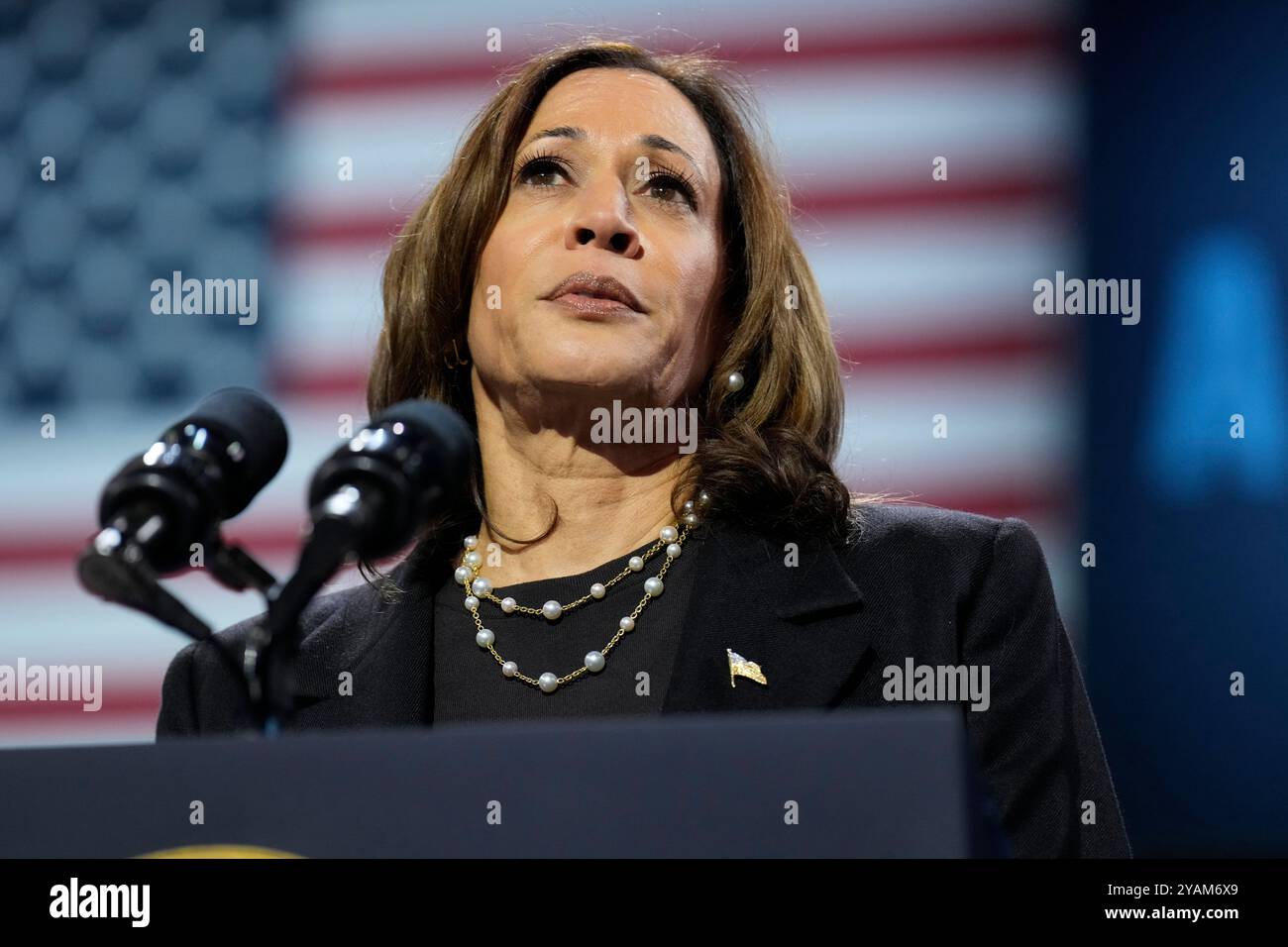 Democratic presidential nominee Vice President Kamala Harris speaks ...