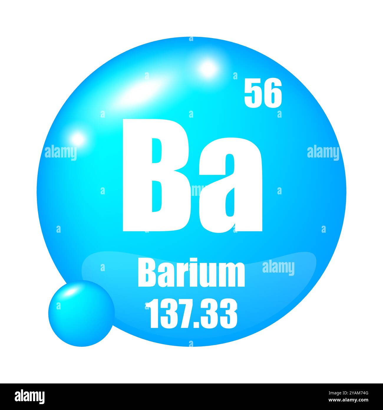 Barium icon. Ba chemical element. Atomic number 56. Mass 137.33. Blue ...