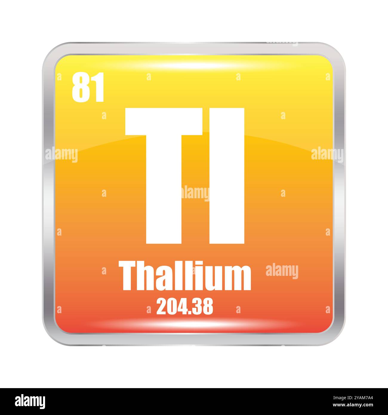 Thallium icon. Tl chemical element. Atomic number 81. Mass 204.38 ...
