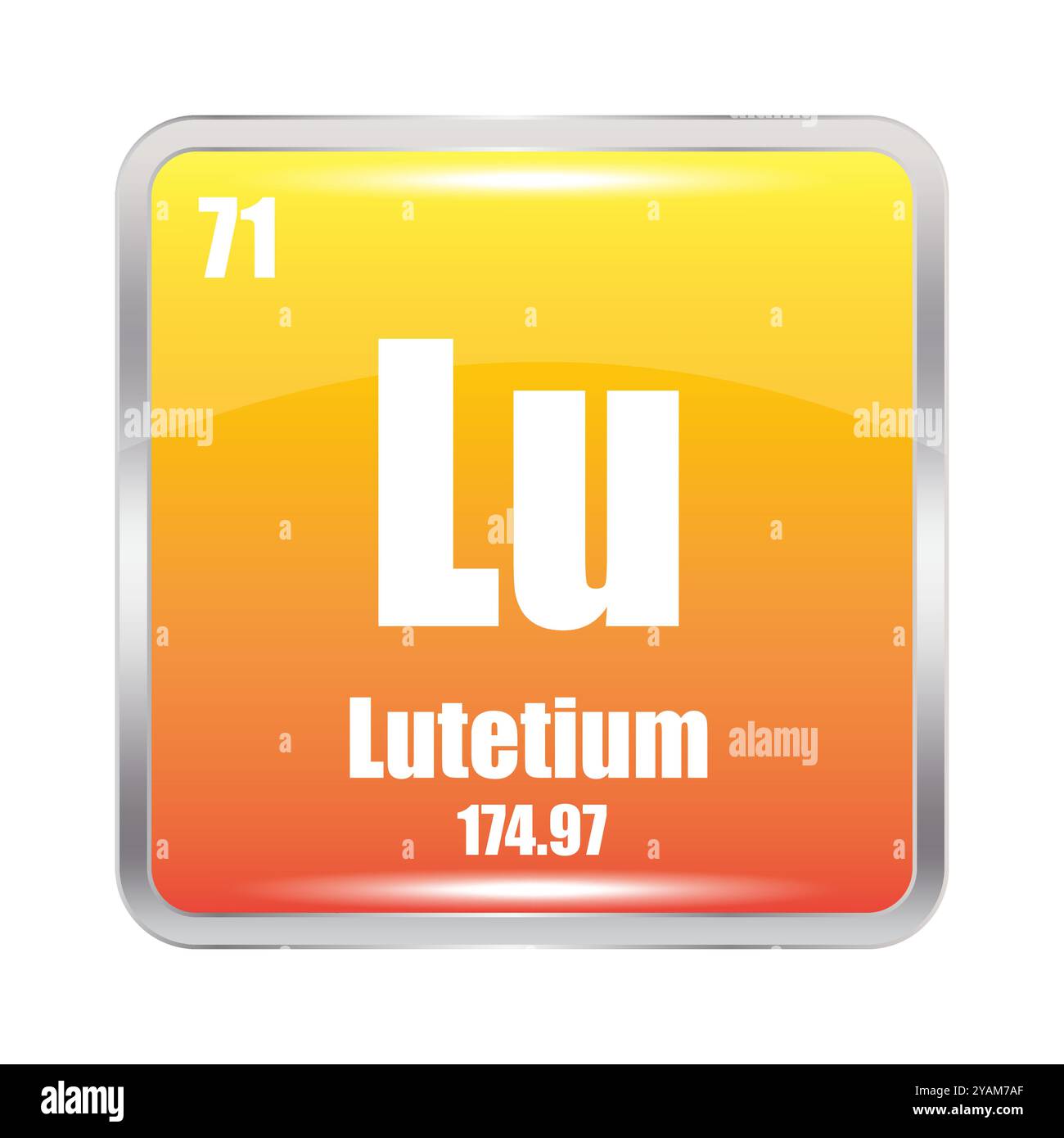 Lutetium icon. Lu chemical element. Atomic number 71. Mass 174.97 ...
