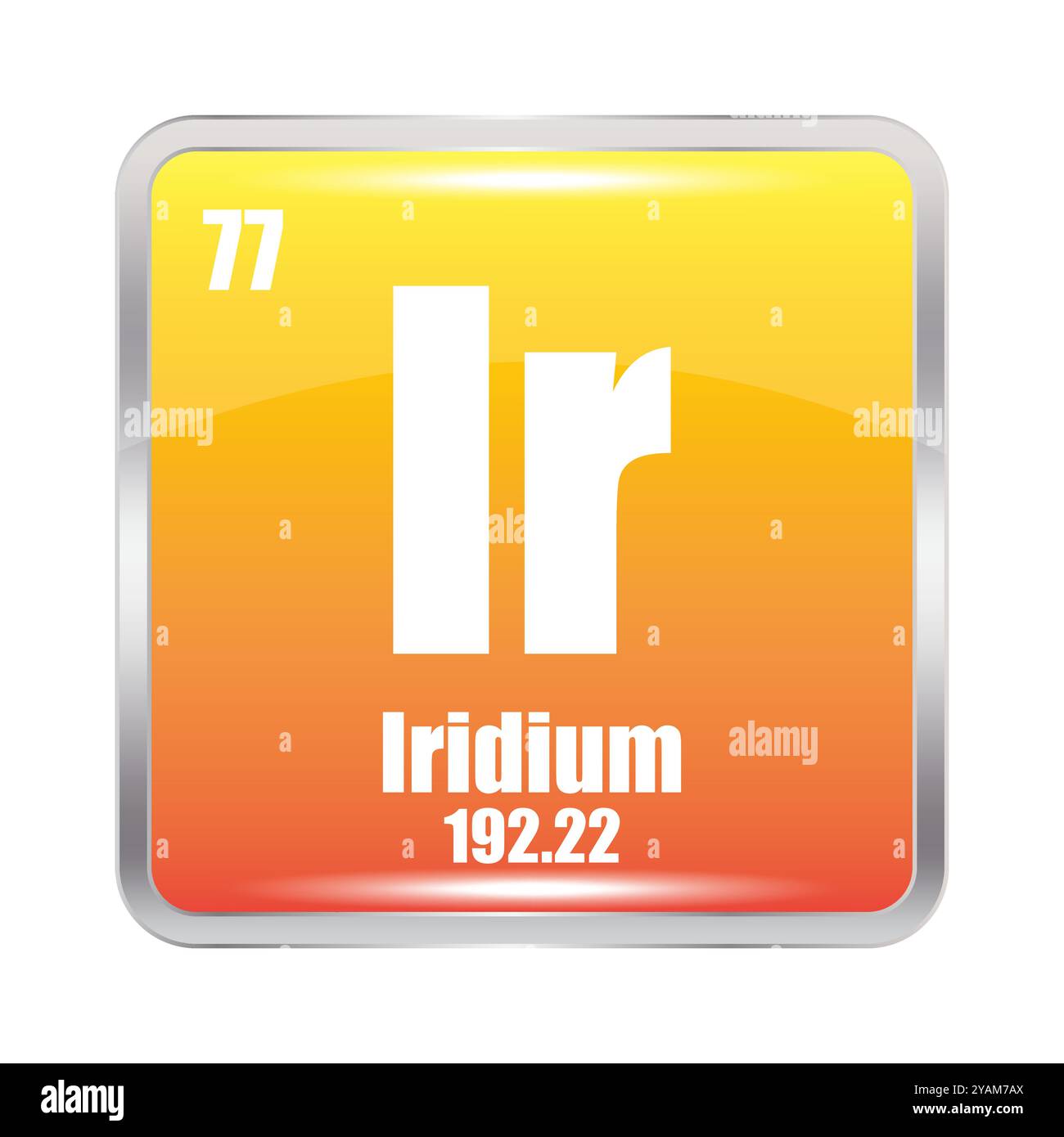 Iridium icon. Ir chemical element. Atomic number 77. Mass 192.22 ...